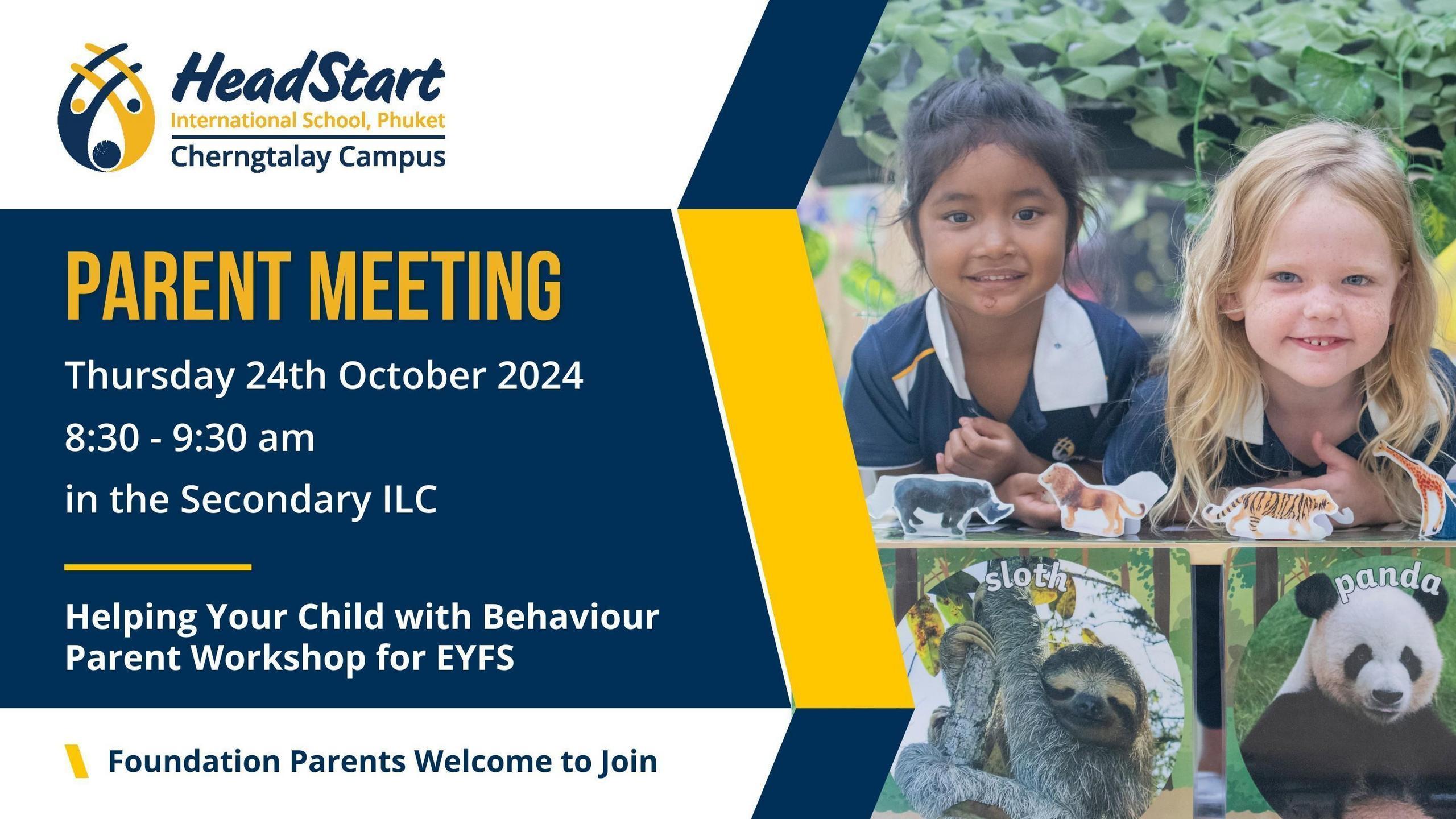 Parent Meeting: Helping Your Child with Behaviour Parent Workshop for ...