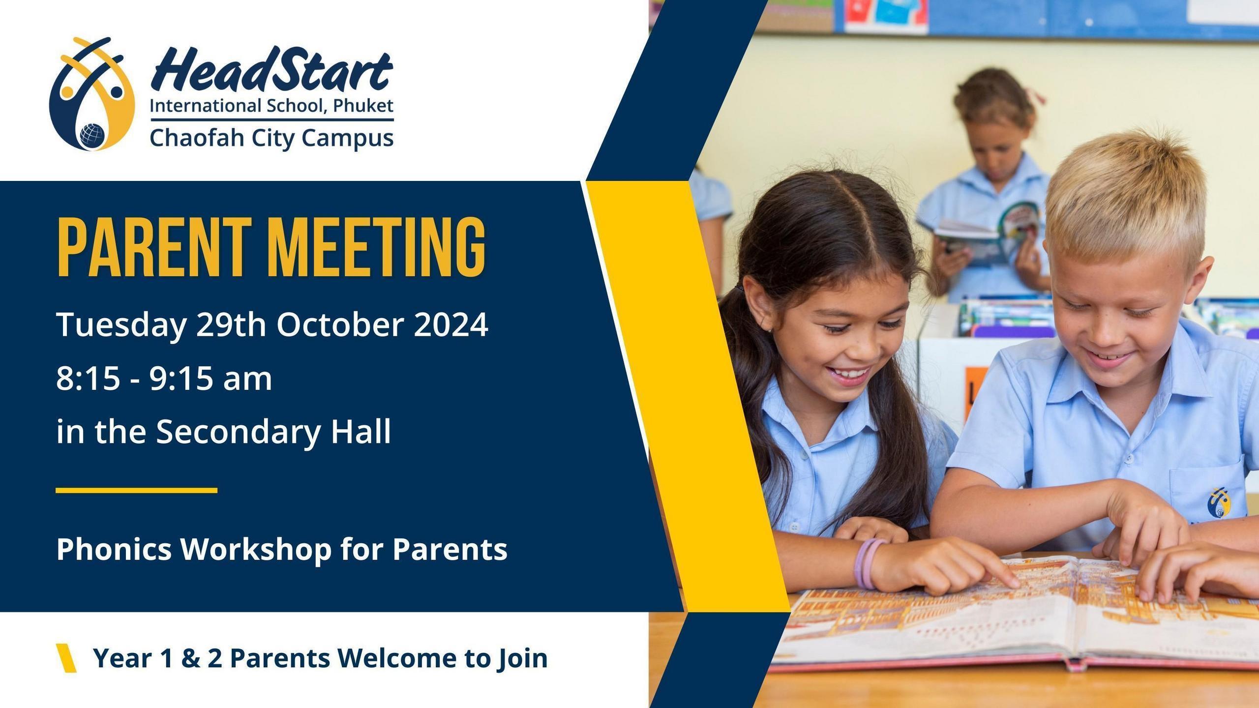 Parent Meeting: Phonics Workshop for Parents 2024 | HeadStart International School